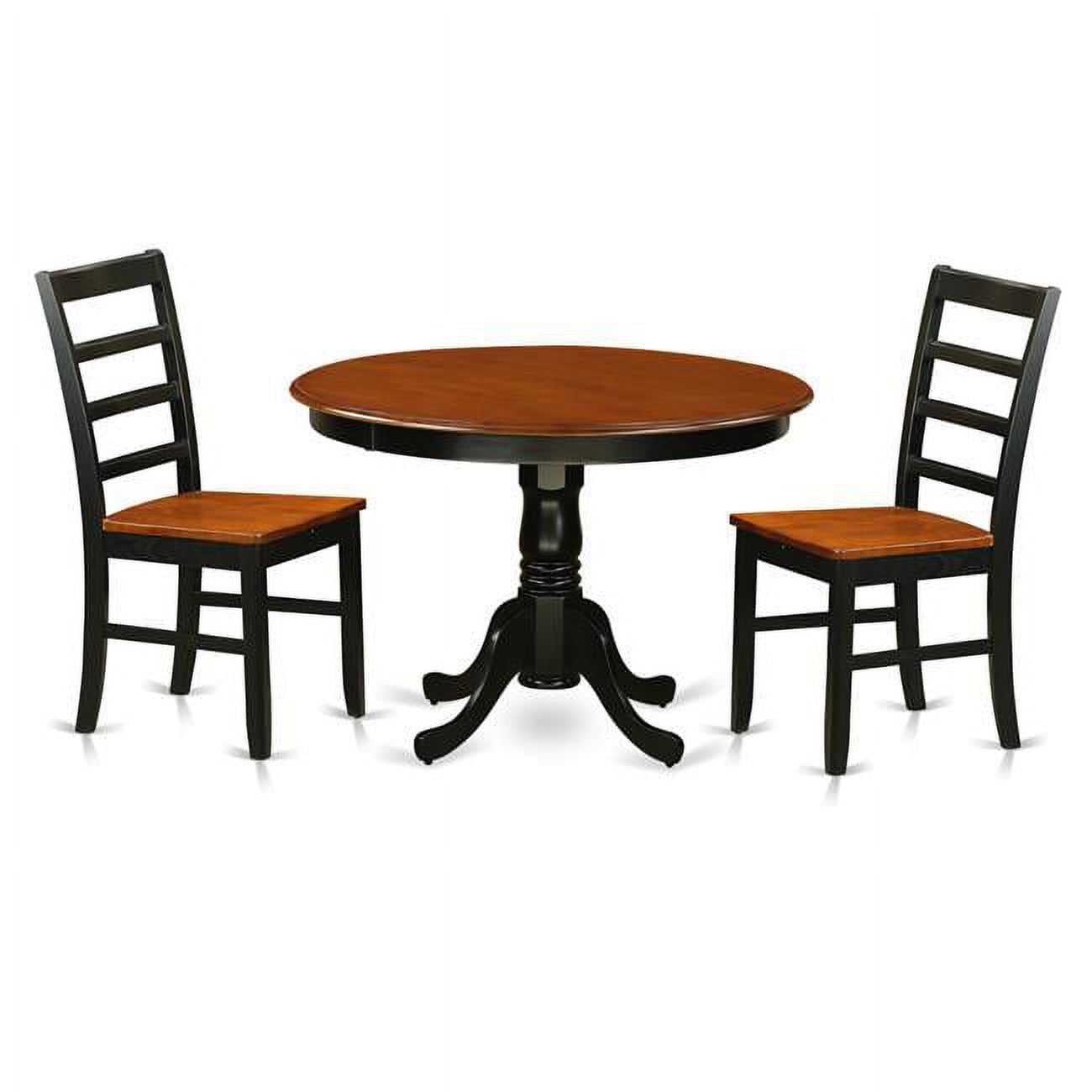 Dining Set - One Round Small Table & 2 Chairs with Faux Leather Seat ...