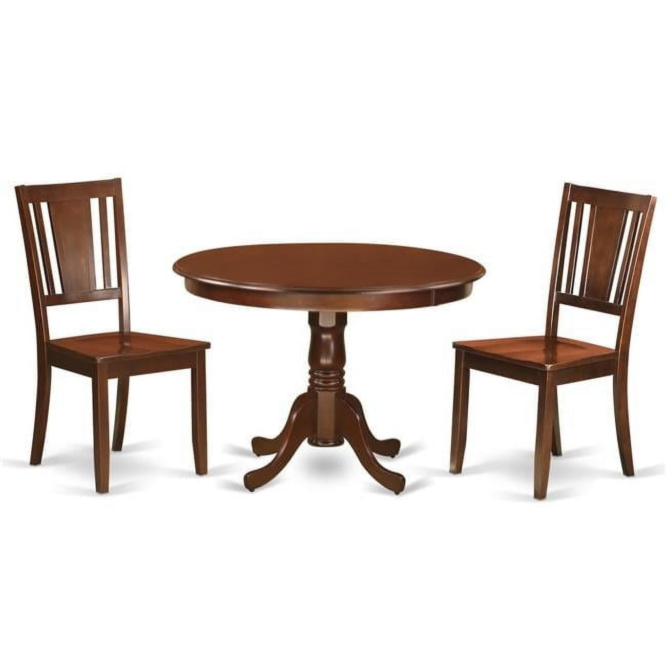 Dining Set - One Round Small Table & 2 ChairsSolid Wood Seat, Mahogany ...