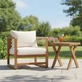 Dining Set Wood Lounger with PE Rattan & Sandblast Cross Base Side ...