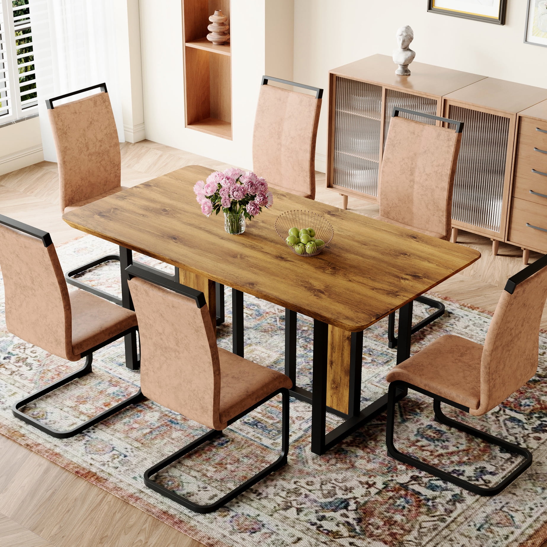 Dining Set for 6 People | Used in Kitchen and Dining, Natural Touch ...