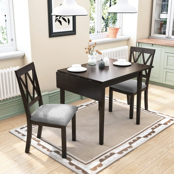 Dining Set for Compact Spaces / 2 Upholstered Seats, Extendable Table ...