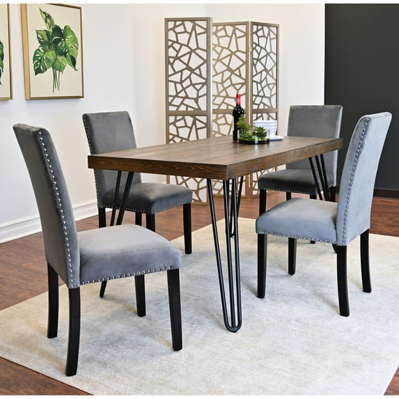 Dining Set for Home Use / Table with Metallic Design, Nailhead Chairs ...