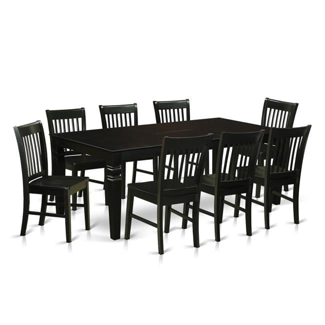 Dining Set with 1 Logan Dining Room Table & 8 Solid Wood Chairs, Luxurious Black - 9 Piece ...
