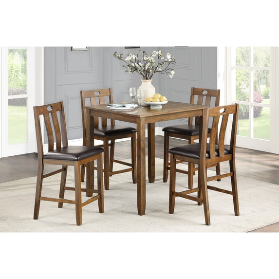 Dining Set with 4 Chairs | Counter Height for Dining Room Meals | Brown ...
