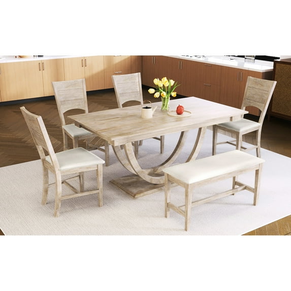 Dining Set with Bench and Chairs | Suitable for Family Dinners | Solid ...