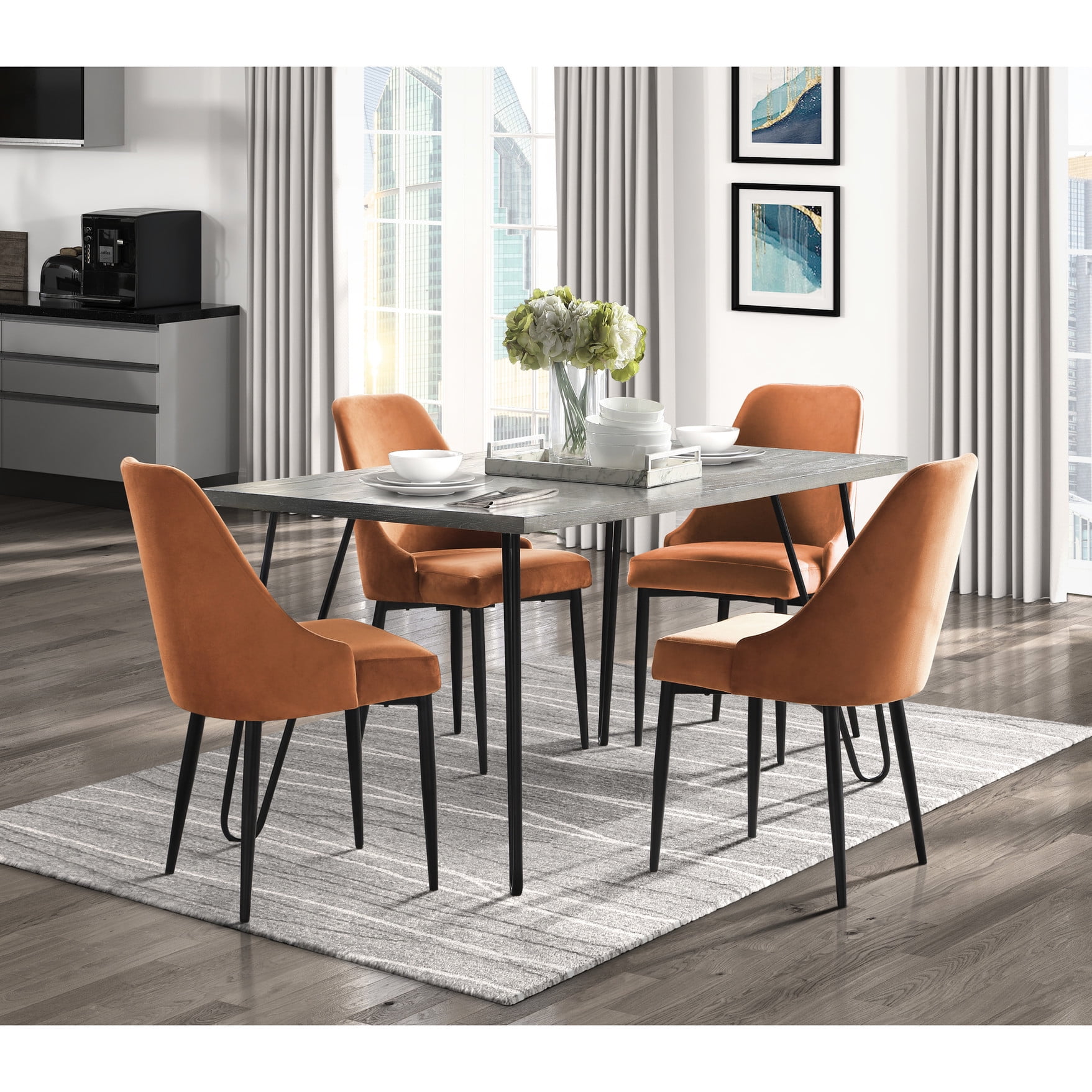 Dining Set with Chairs / Modern Look, 60 - inch Table, Metal Frame ...
