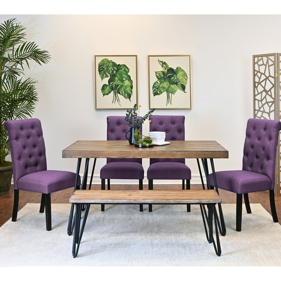 Dining Set with Hairpin Table / 4 Color Options, Well-Padded Seating ...