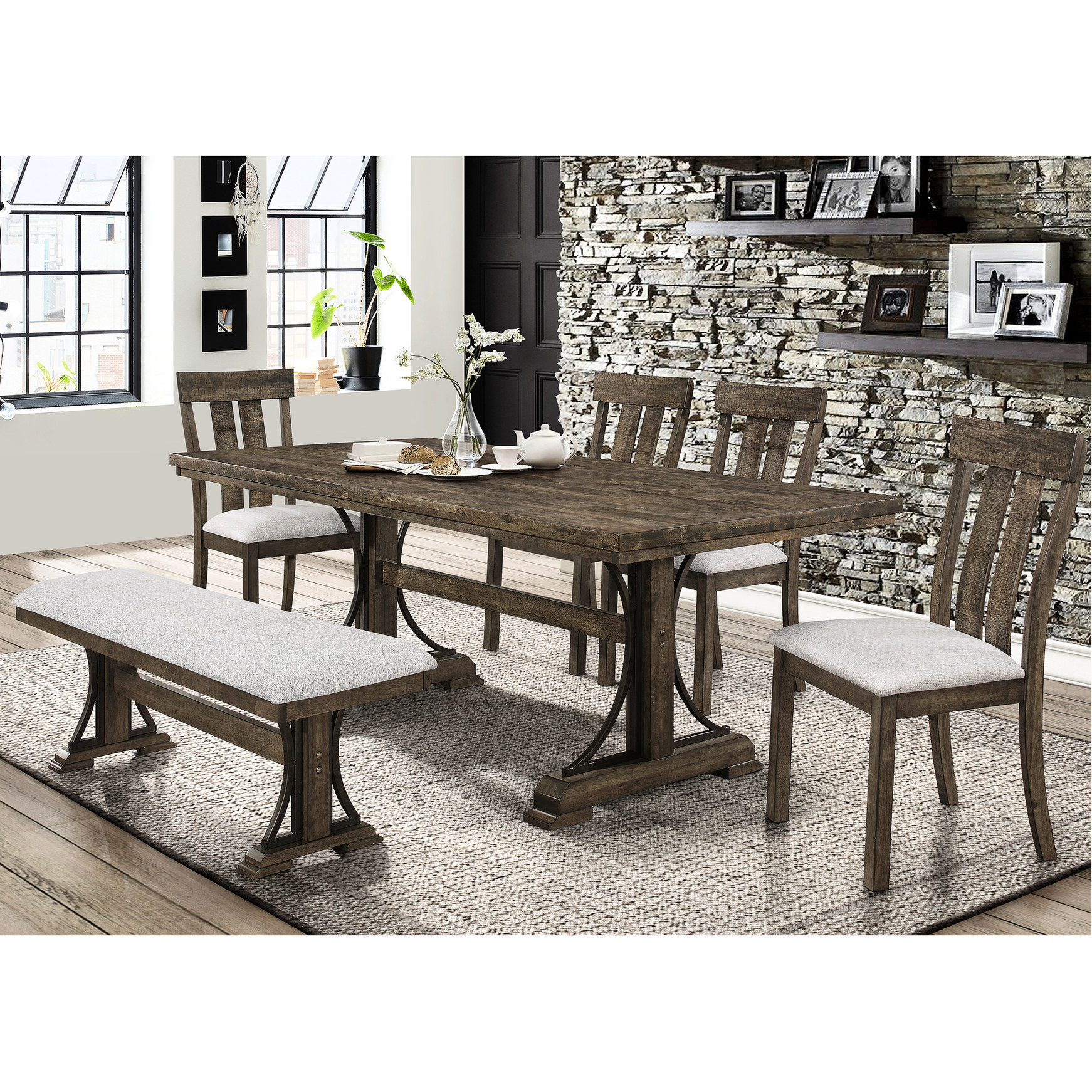 Dining Set with Table and Chairs / Contemporary Transitional Style ...