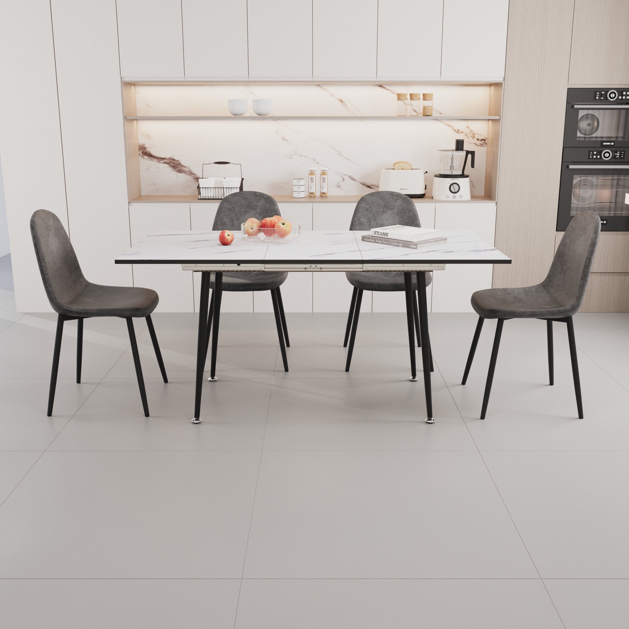Dining Sets 47"-63" extendable MDF modern dining table and chair set ...