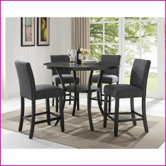 Dining Sets | Biony 5-Piece Counter Height Dining Set - Espresso Wood ...