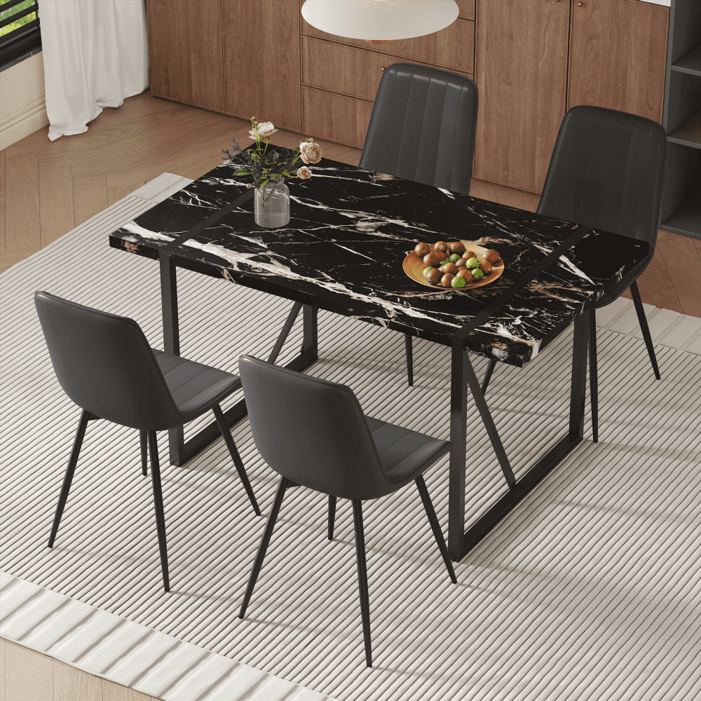 [Dining Sets - MDF & Black Marble Pattern - 4-Person Small Space Dining ...