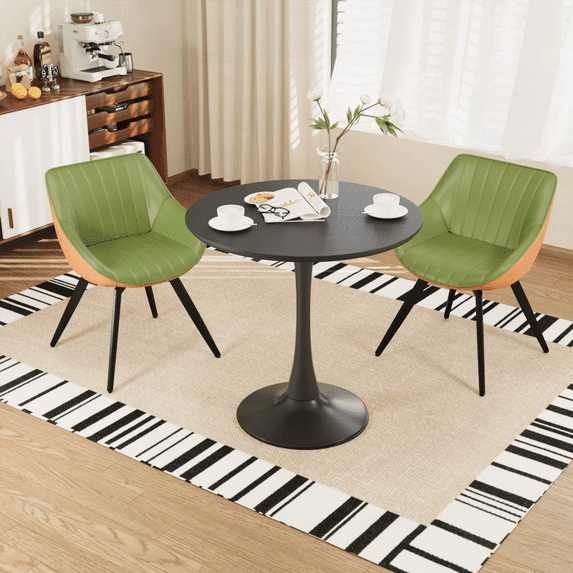 Dining Sets - MDF Round Black - Small Space Easy Assembly - 2-4 Person ...