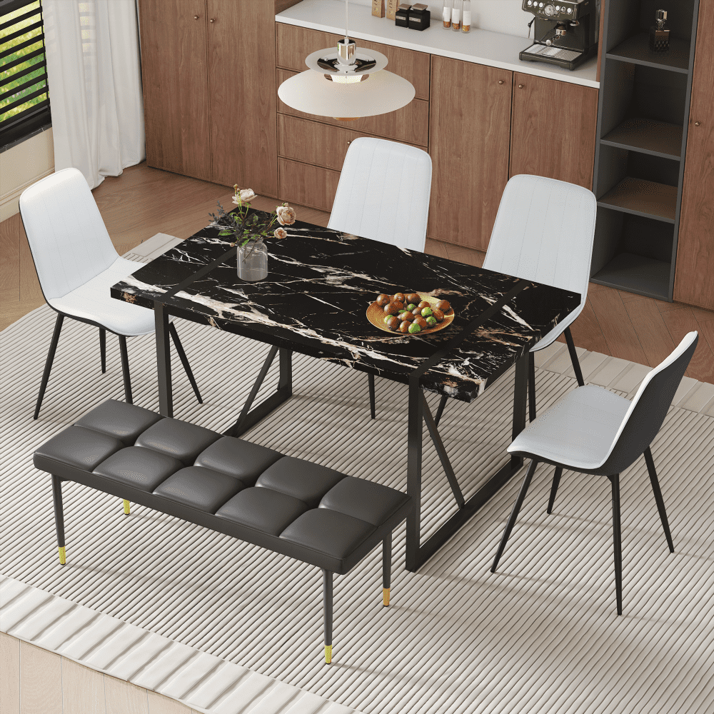 Dining Sets - MDF with Black Marble Pattern for Small Space & Easy ...
