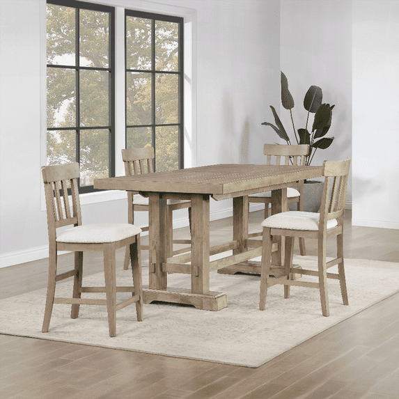 [Dining Sets - Mango Hardwood 5 Piece Set with Counter Table for Small ...