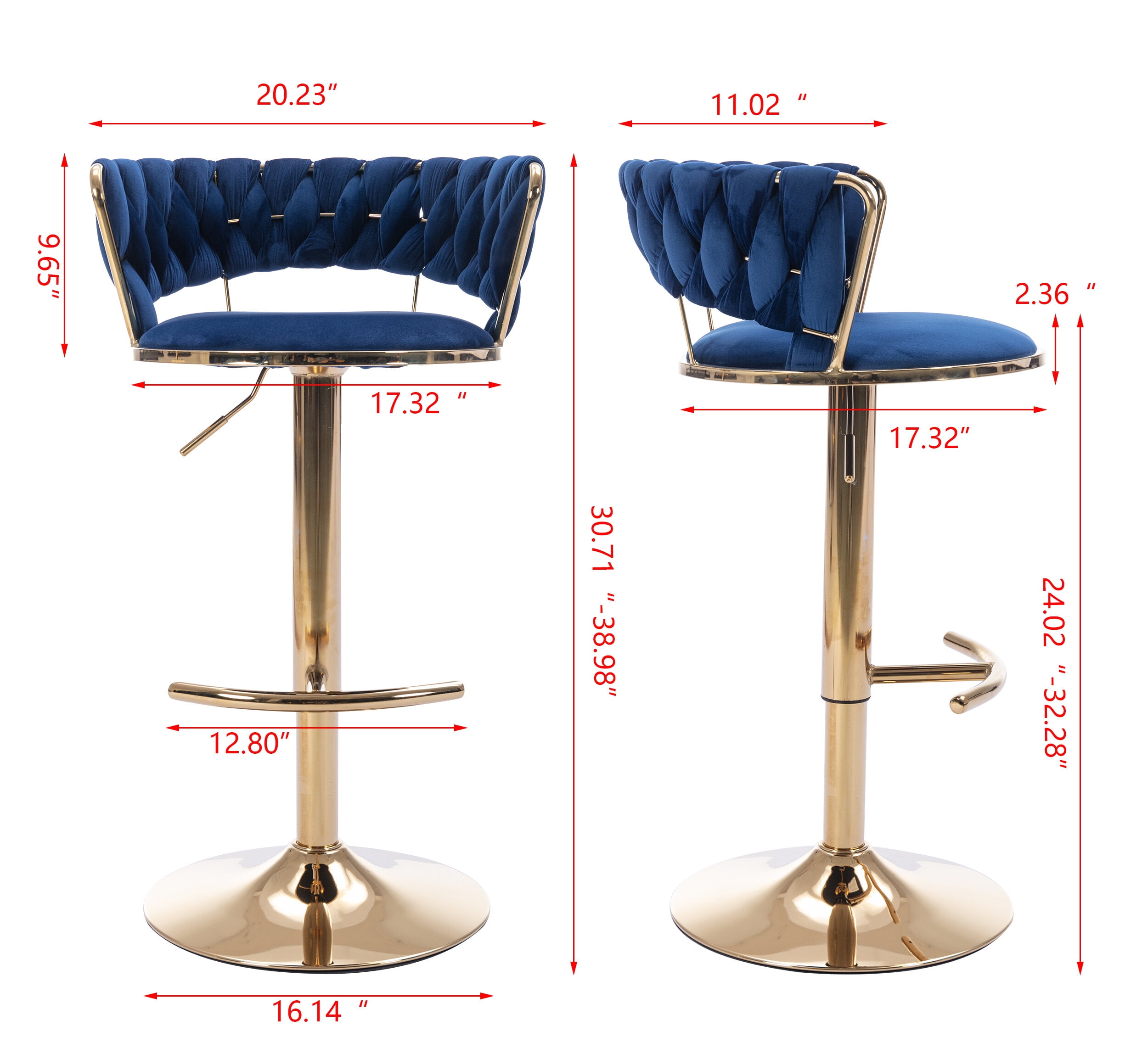 Dining Sets Set of 2 Bar Stools,with Chrome Footrest and Base Swivel ...