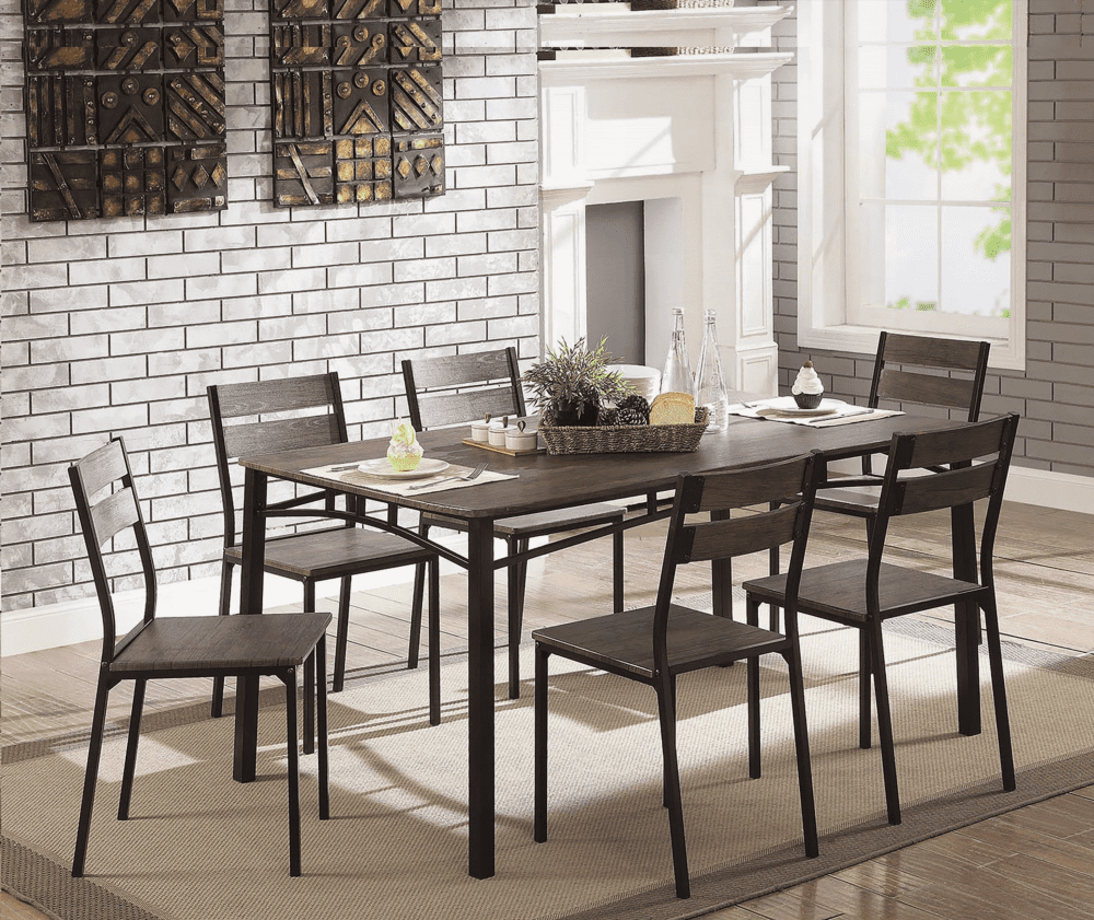 Dining Sets for 4 - Black Metal Frame with Wooden Tabletop - Easy ...