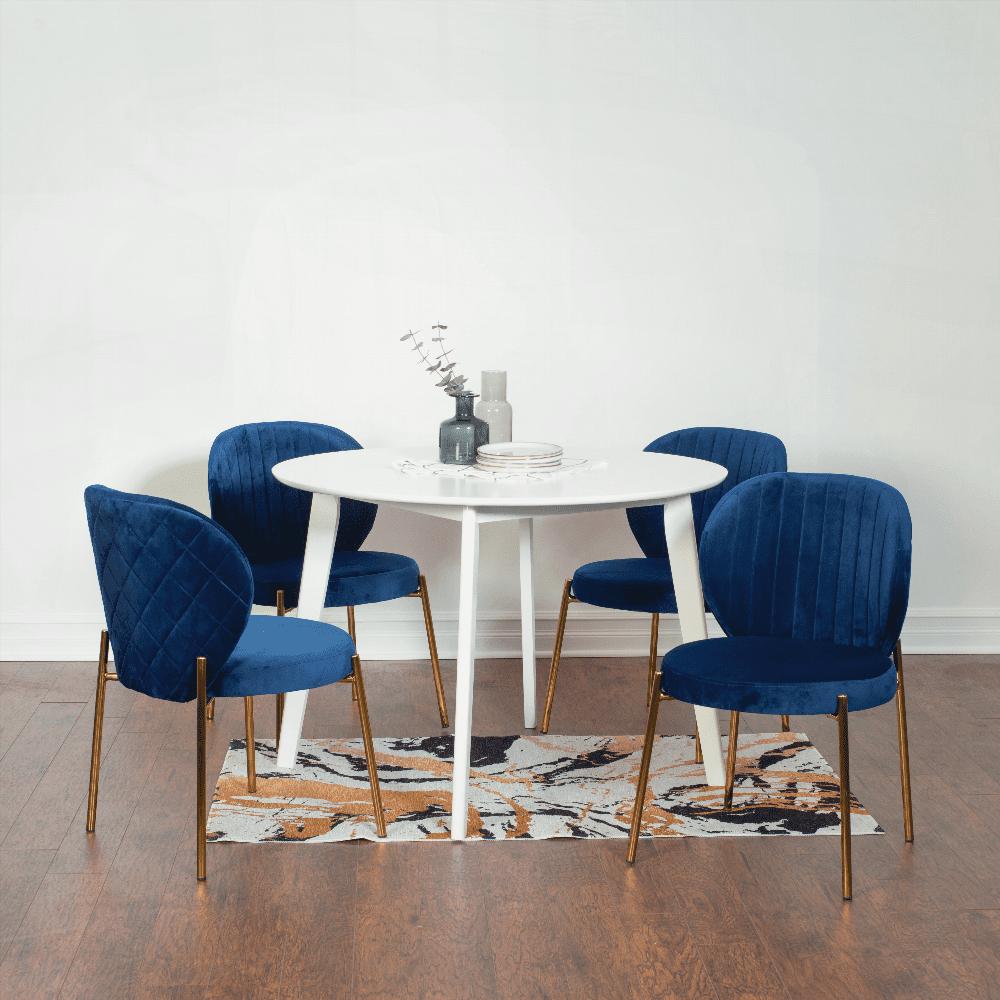 Dining Sets for Living Room - White Round MDF/Rubberwood with 4 Chairs ...