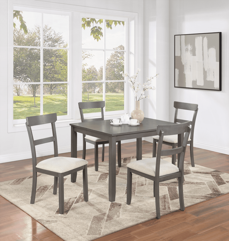 [Dining Sets for Small Spaces - Gray Natural Finish 4-Piece Set with ...
