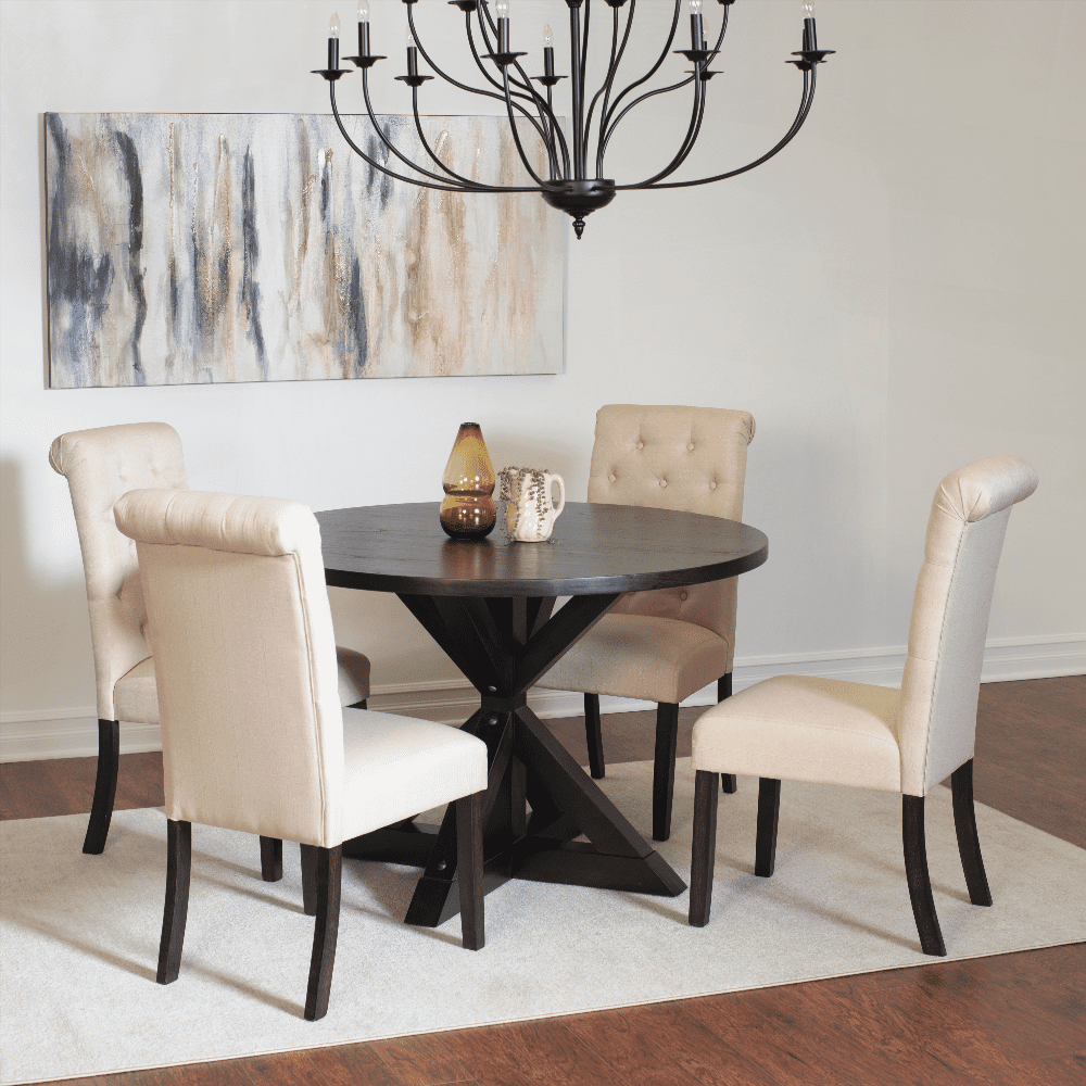 Dining Sets for Small Spaces - Oak Veneer & Solid Rubberwood 4-Piece ...