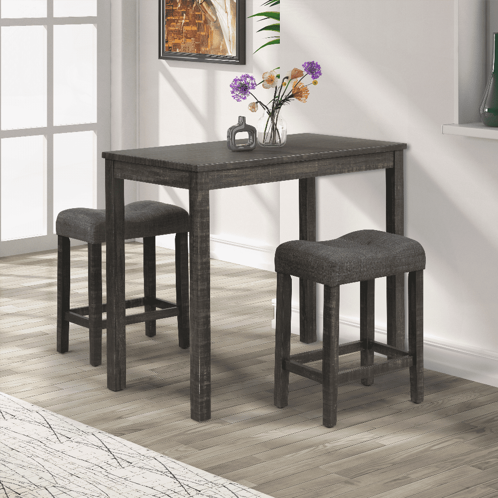 Dining Sets for Small Spaces - Sora Wood 3-Piece Gray Counter Height ...