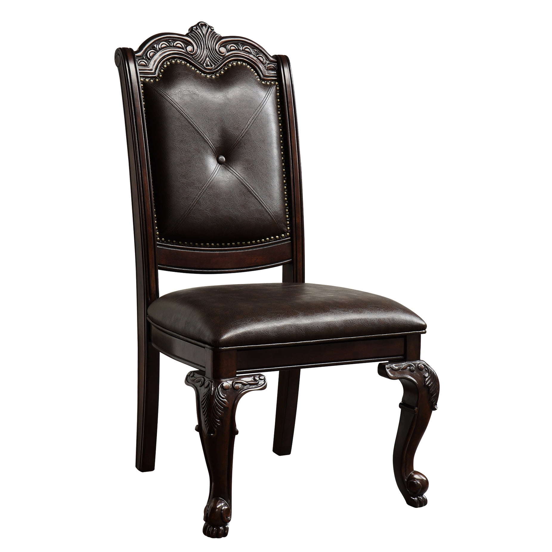 Dining Side Chair / Brown Color Scheme, Solid Wood Build, Tufted Back ...