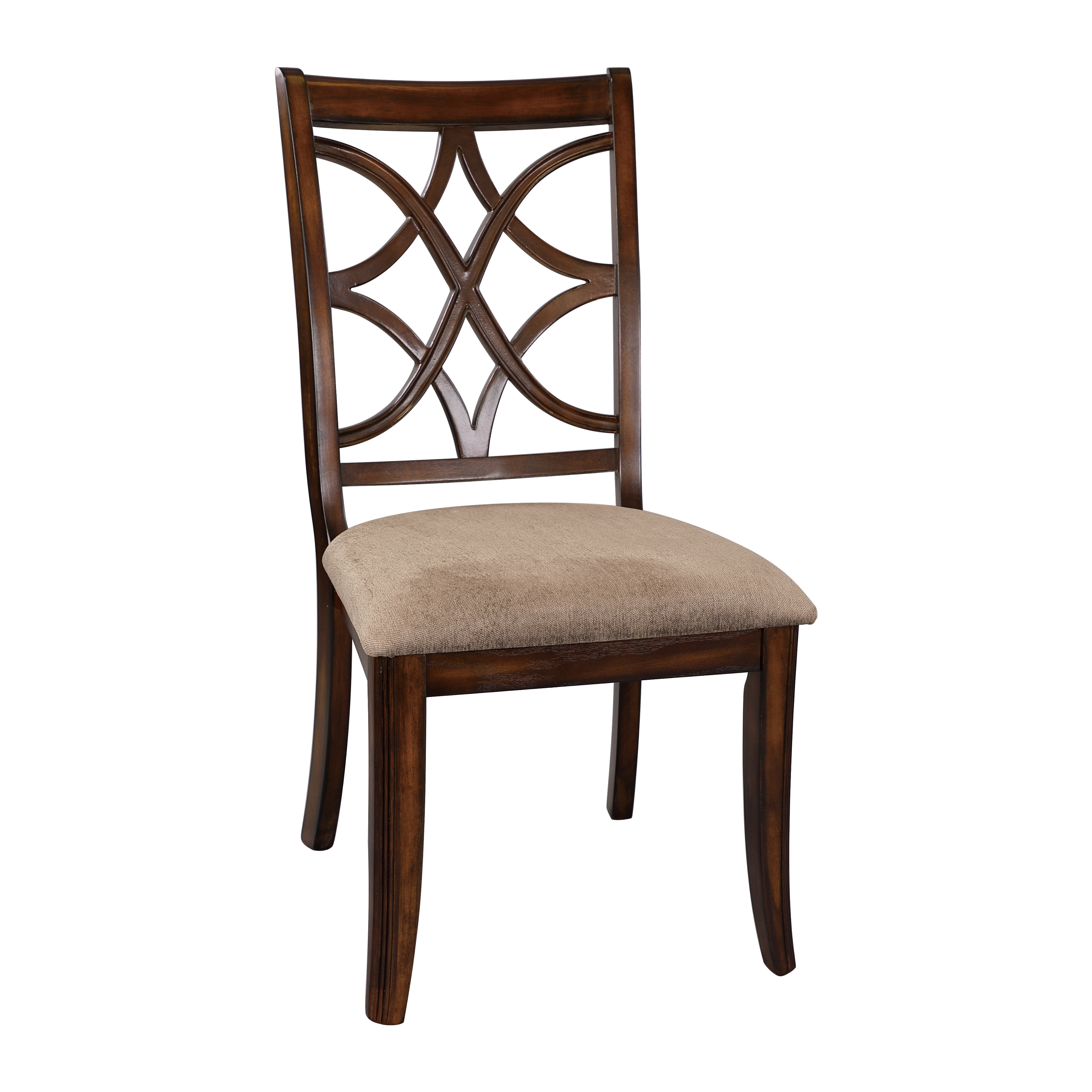 Dining Side Chairs Set of 6 Wooden Elegant Back Design Fabric ...