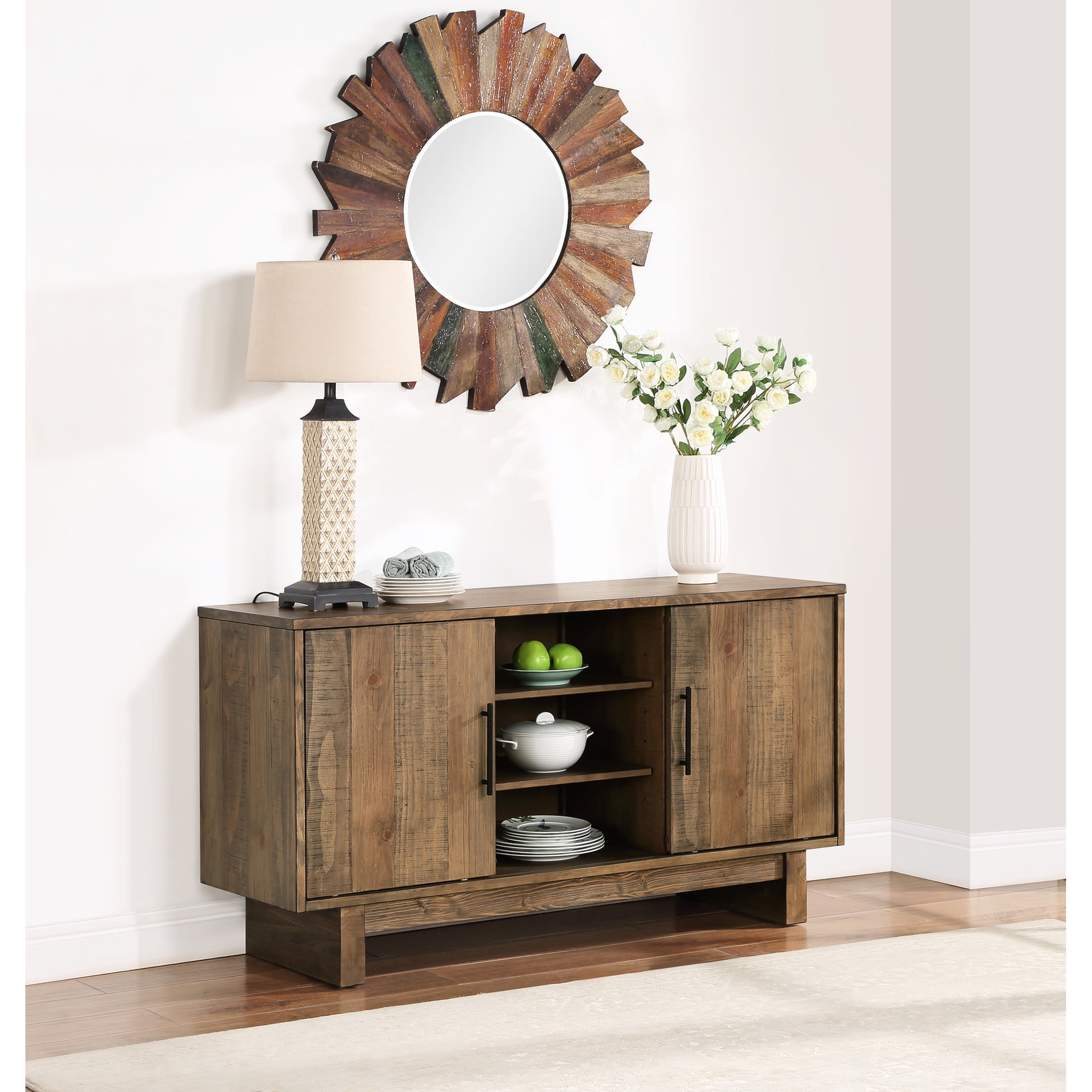 Dining Sideboard in Dark Brown / Open Display Area Options / Hand ...
