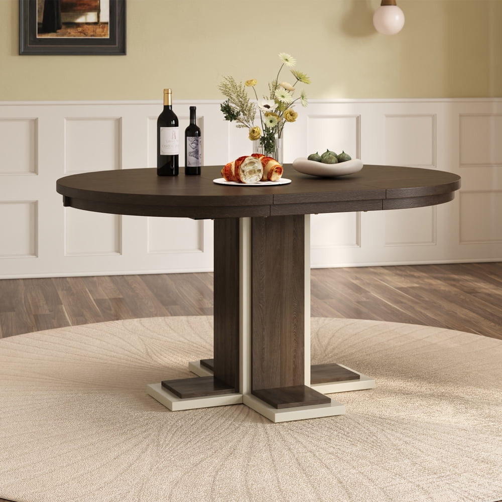 Dining Table with a 16-inch Middle Leaf, 42''-58'' Oval Dining Table ...