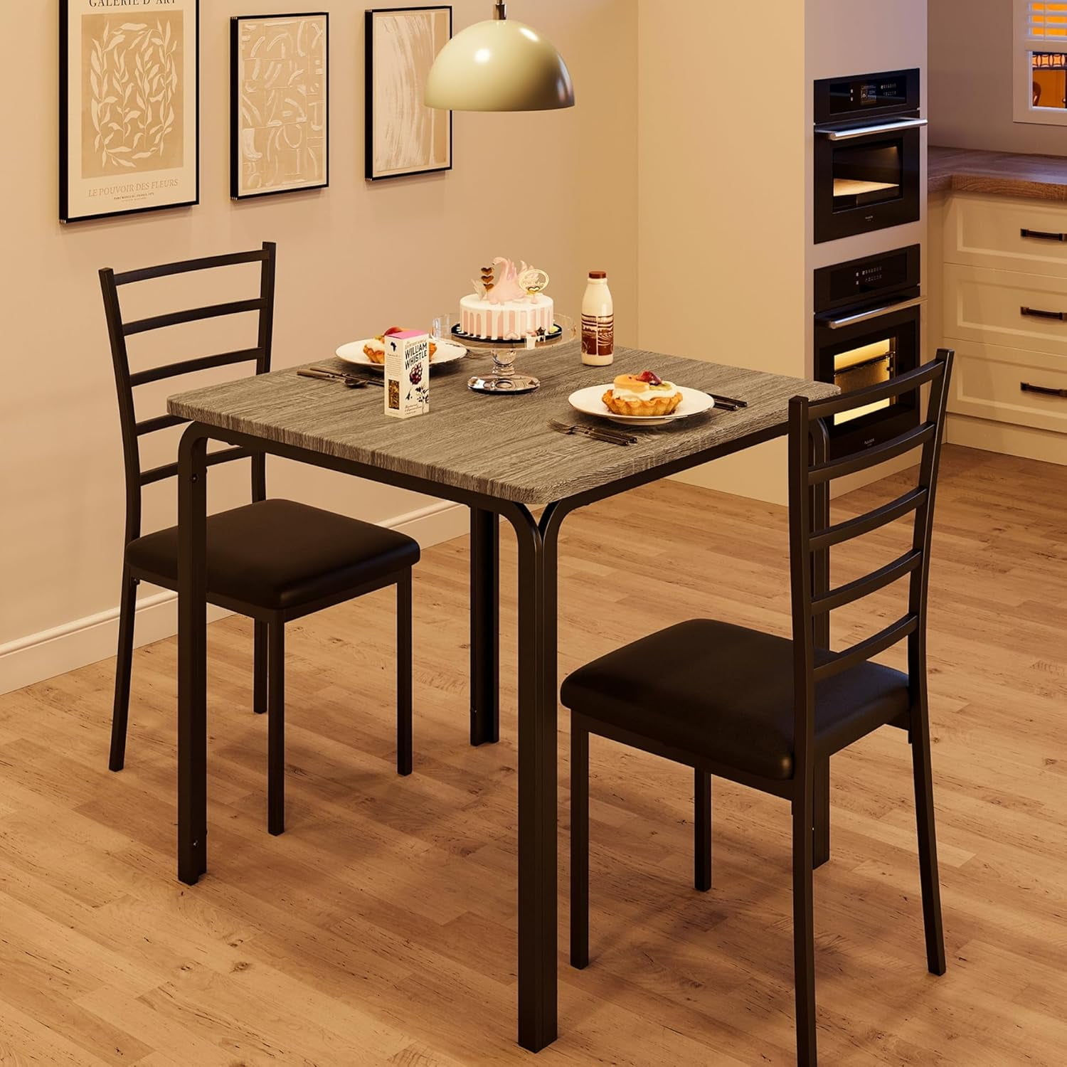 Dining Table for 2, Small Square kitchen Dinner Table Set for 2,Space ...