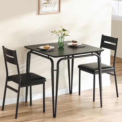 Dining Table for 2, Small Table and Chairs Set of 2, Square Dinette Set ...