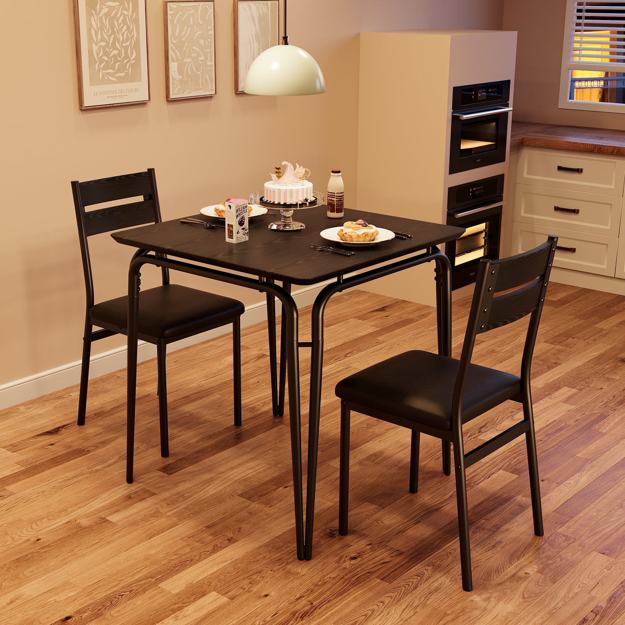 Dining Table for 2, Square Dinette Set for 2, Small Table and Chairs ...
