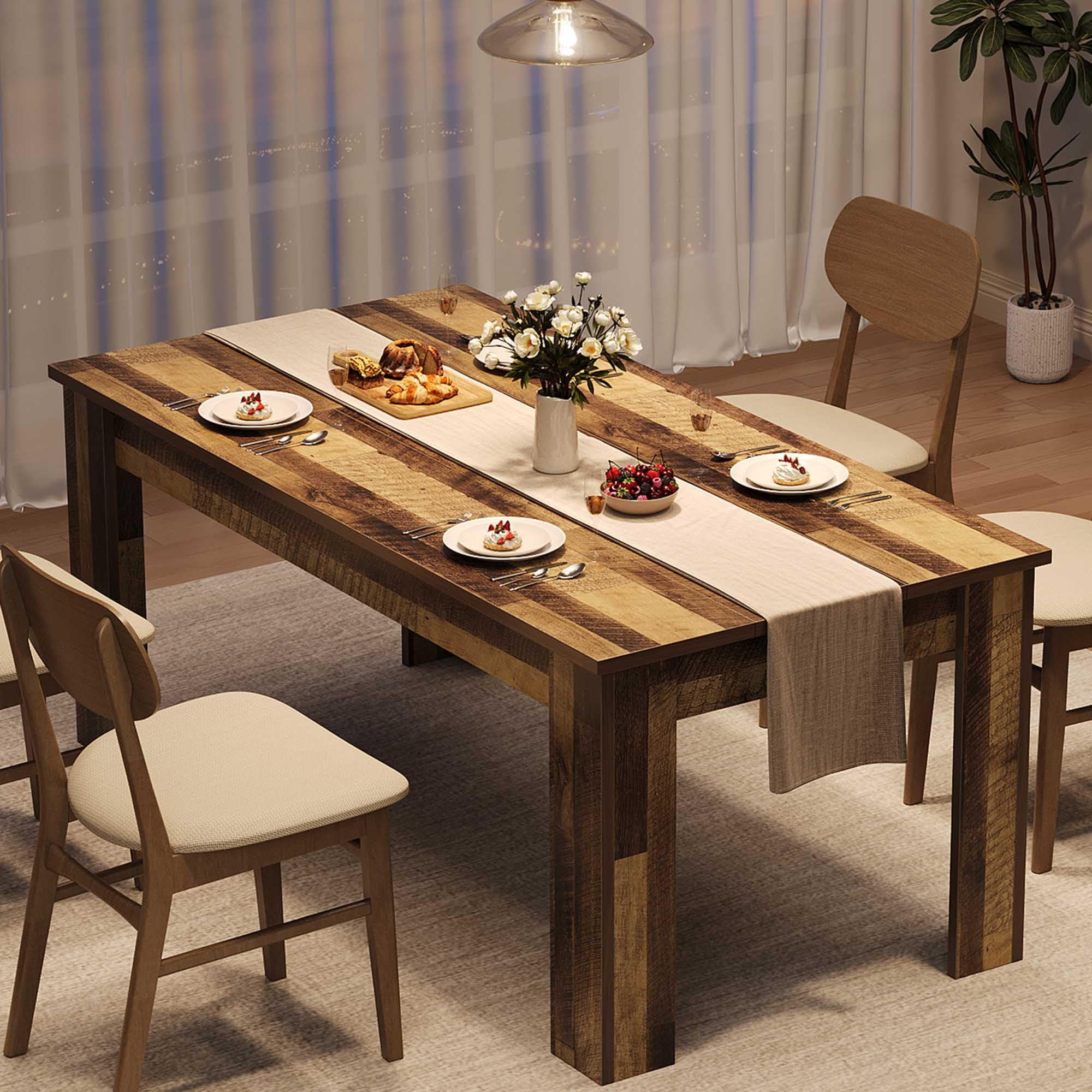 Dining Table for 4-6,63-inch Dining Tables for 4,Farmhouse Kitchen ...