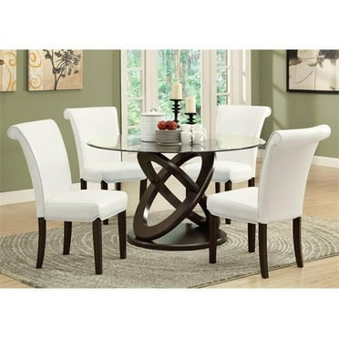 Coaster Company Vance Contemporary Glass Top Round Dining Table in ...