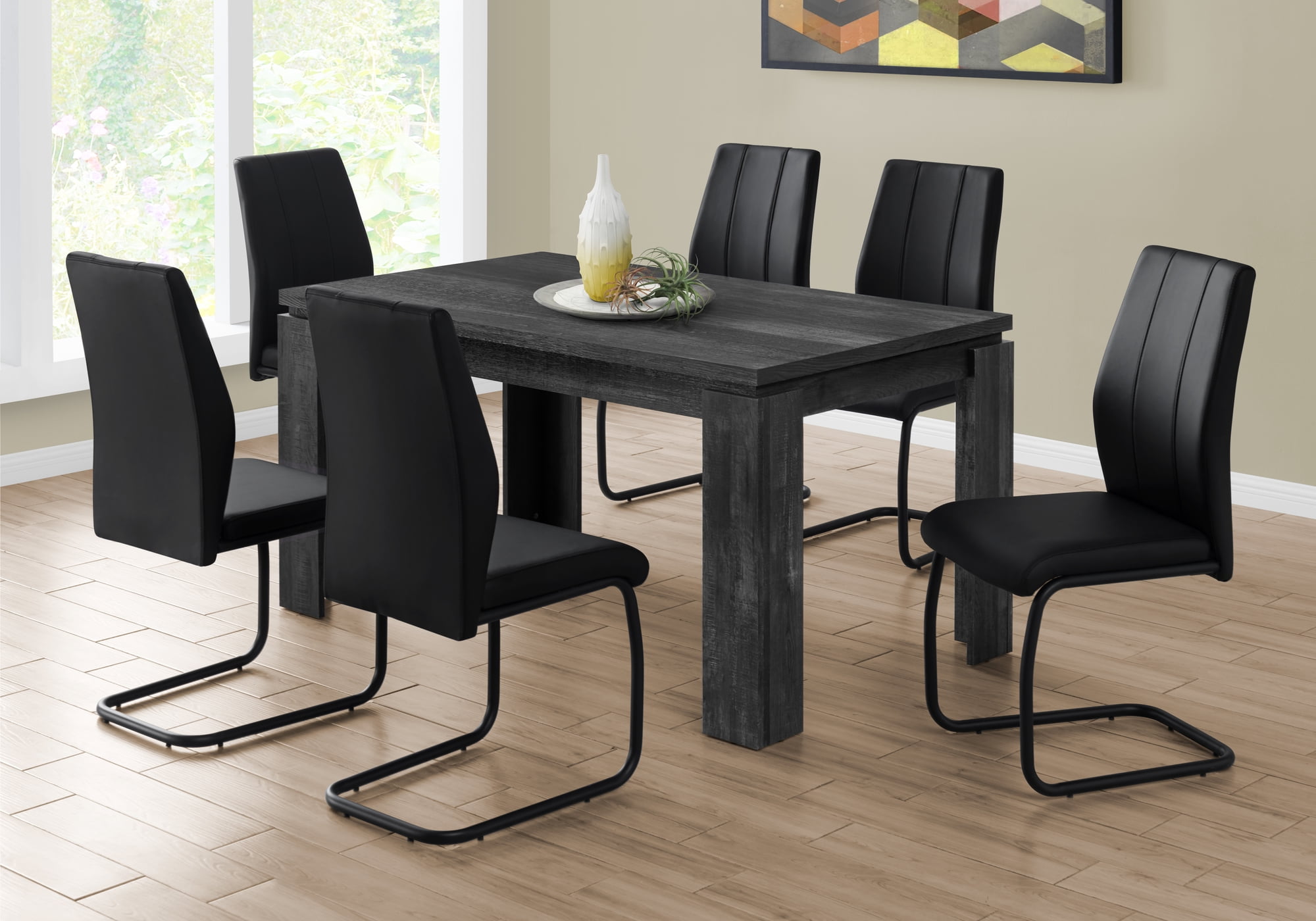 Dining Table 60" Rectangular Kitchen Dining Room Laminate Black ...