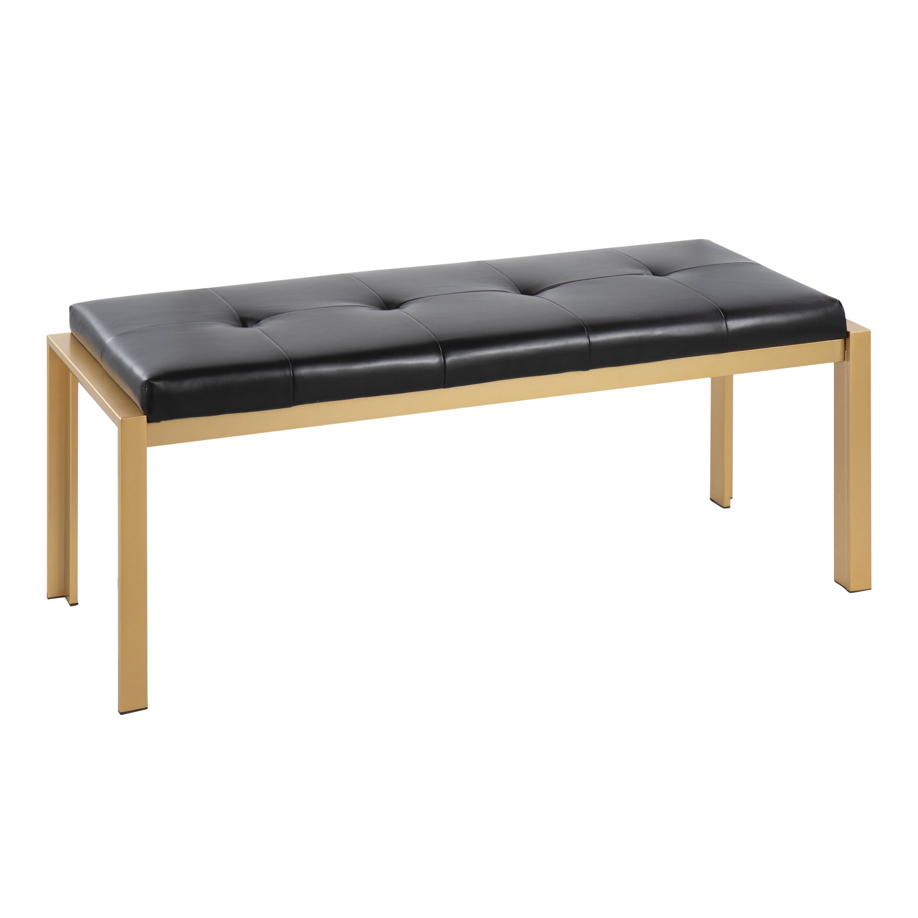 Dining Table Benches Fuji Contemporary Bench in Gold Metal and Black ...