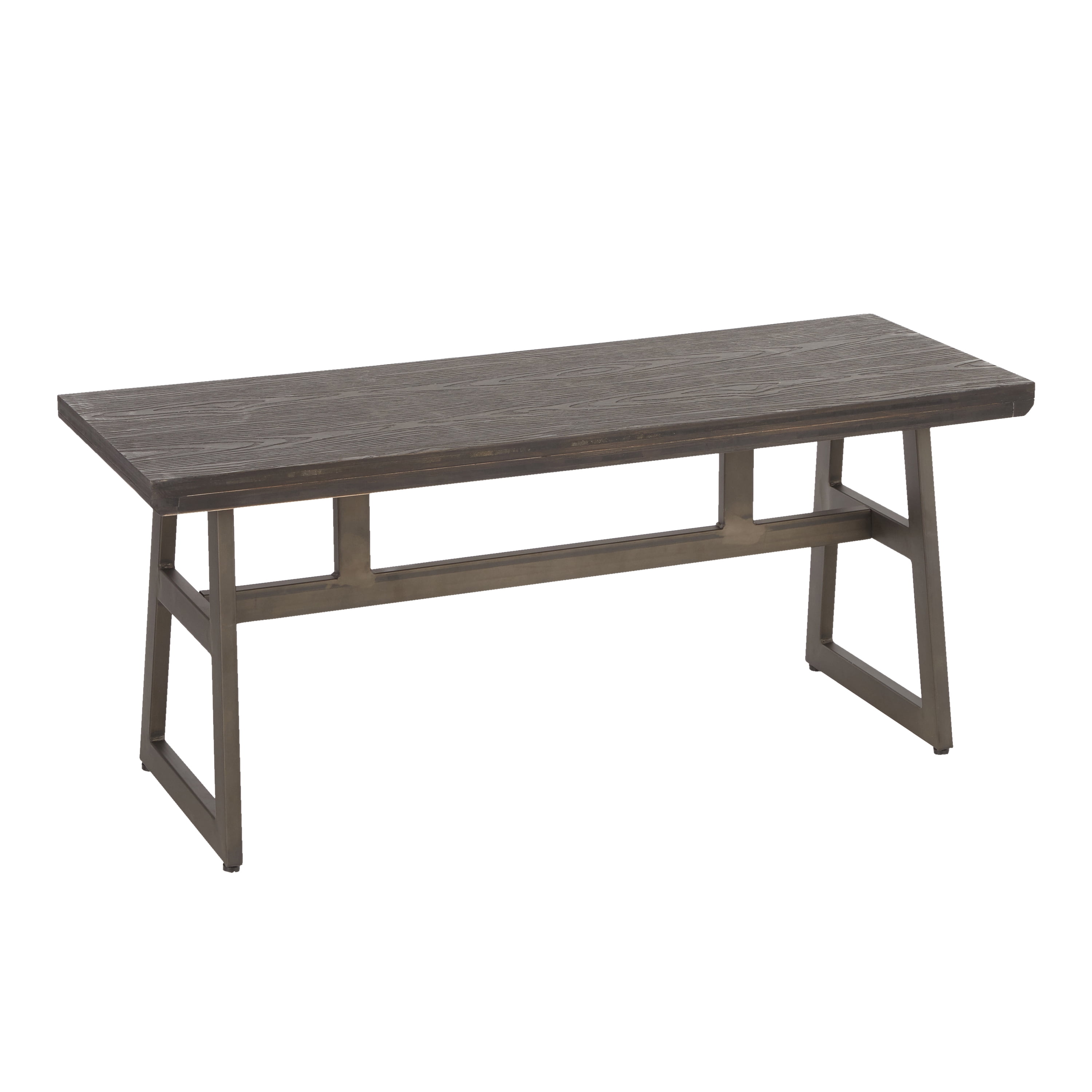 Dining Table Benches Geo Industrial Bench in Antique Metal and Espresso ...