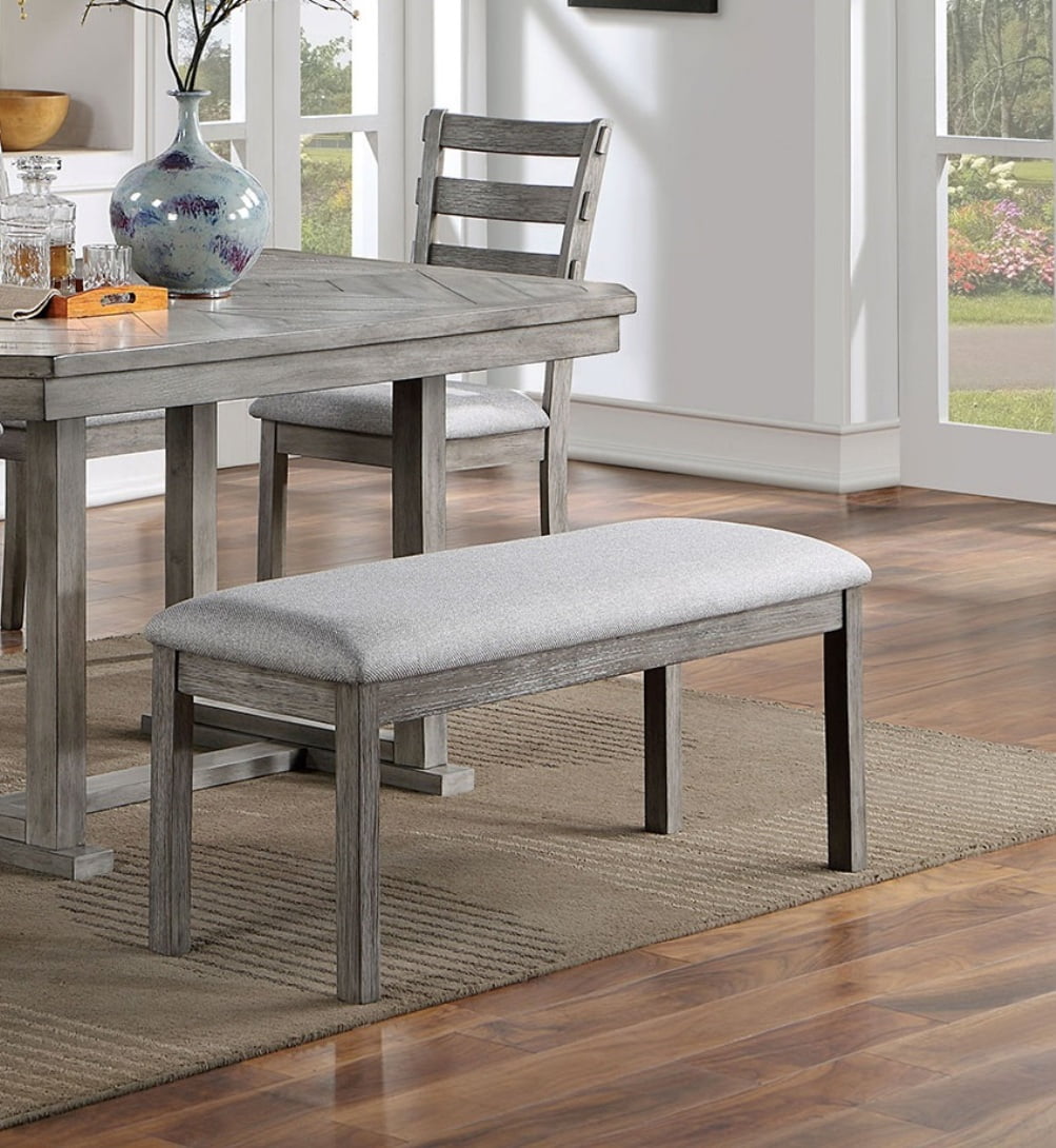 Dining Table Benches Gray Color Dining Bench Padded Seat 1pc Bench ...