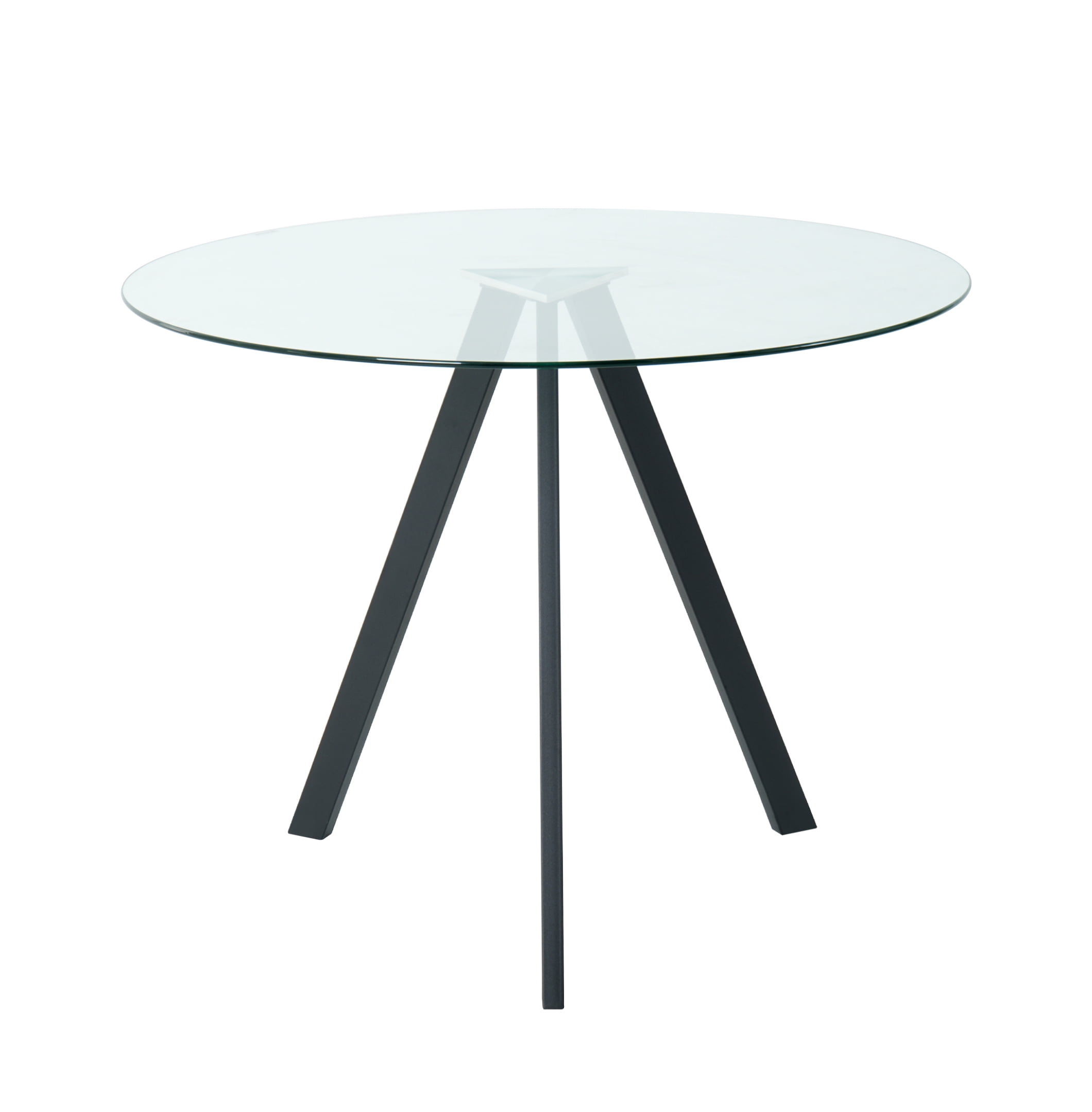 Dining Table with Black Metal Legs, Glass Top, Modern Kitchen Table for ...