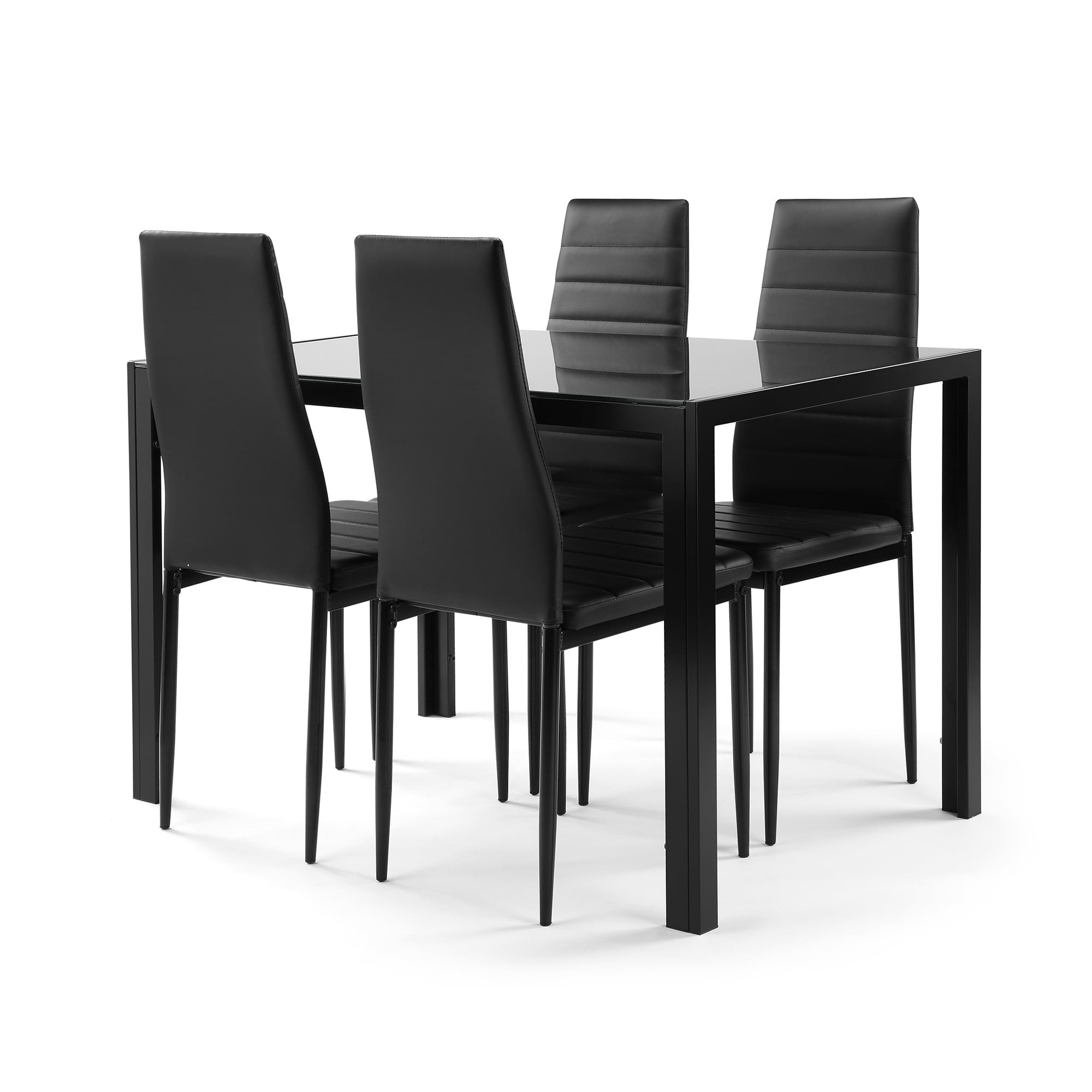 Dining Table and Chairs, Dinner Table Sets of 5, Upgrade Black Tempered ...