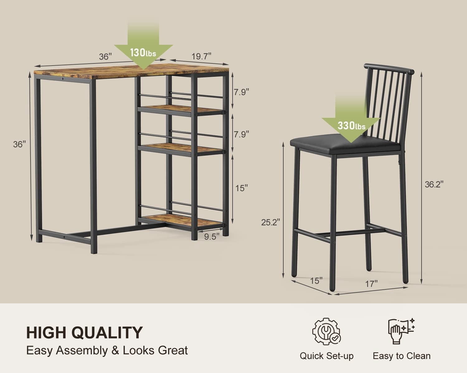 Dining Table and Chairs High Table and Chair set Storage Dining Table ...