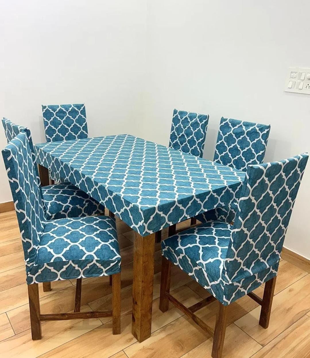 Dining Table Cover with Chair Covers Set 4 Seater Stretchable Dining ...