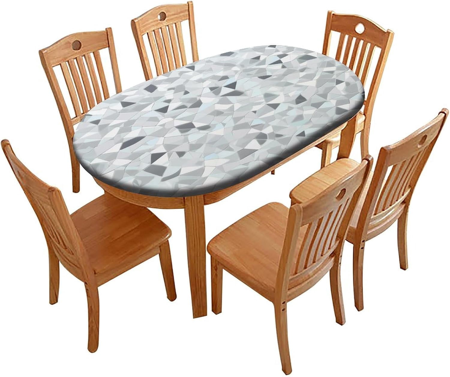 Dining Table Covers, Moroccan Pattern Printed on Oval Elastic Tablecloth, Table Protector for ...