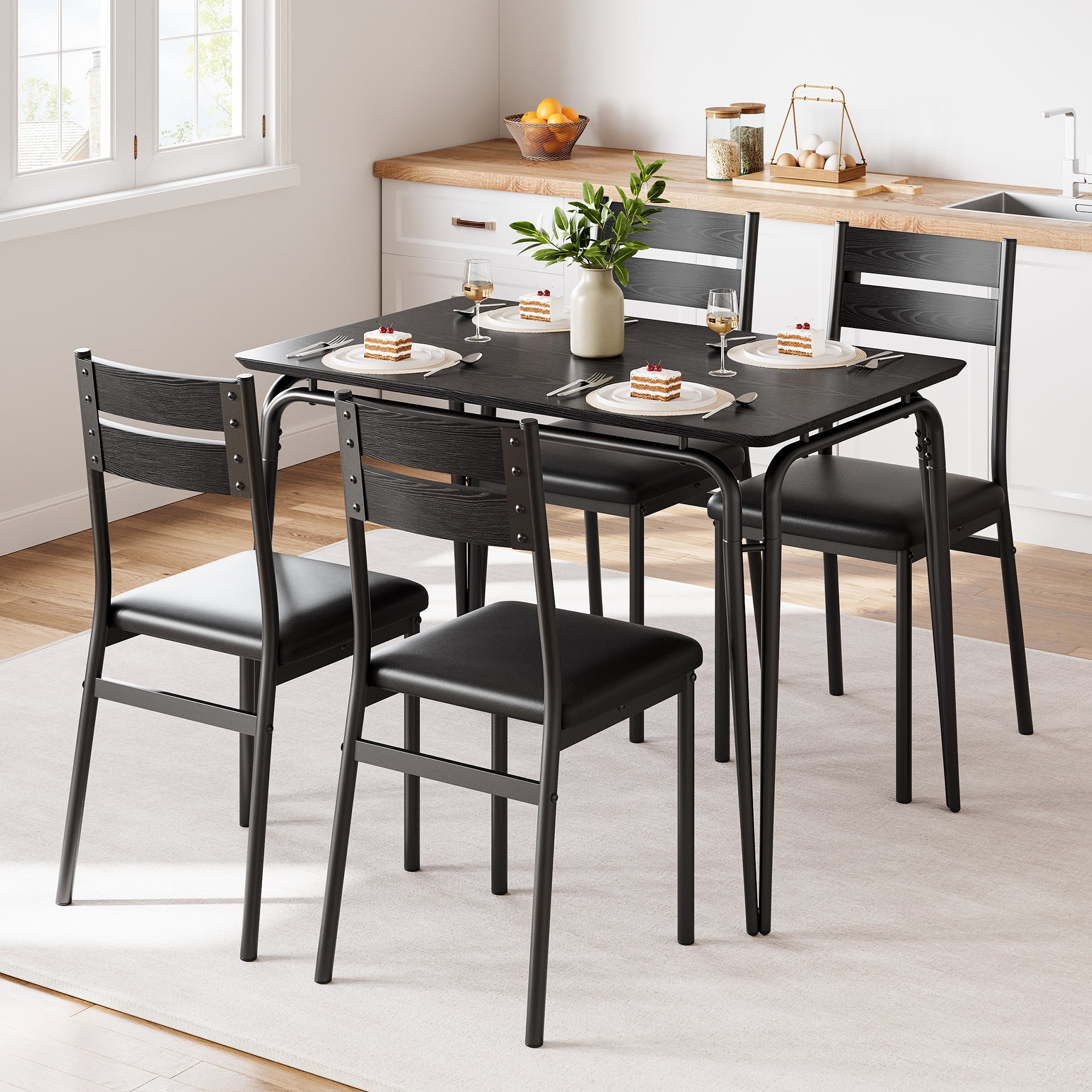 Dining Table For 4, Small Table And Chairs Set Of 4, Square Dinette Set ...