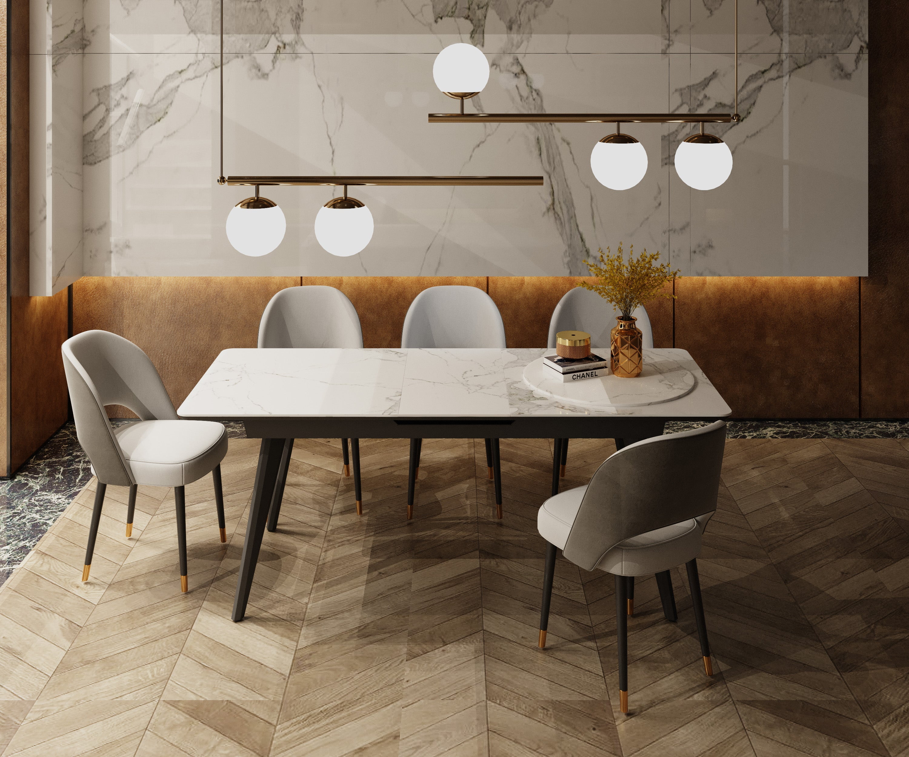 Dining Table MODENA 62(78)x31x29 Laminam Invisible white - Walmart.com