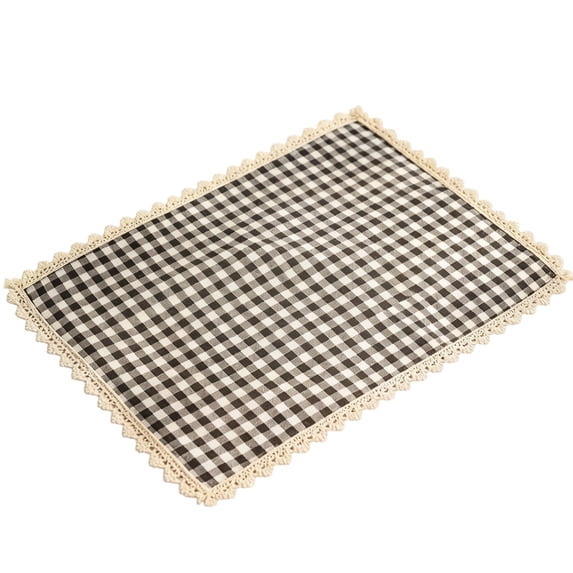 Rectangular Table Mat with Scalloped Lace Trim, 30 x 40 cm Gingham ...