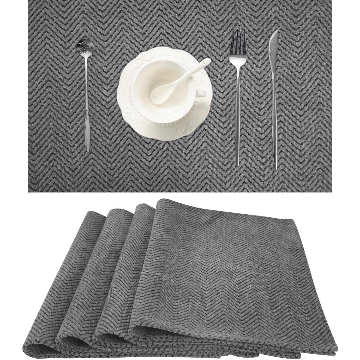 Dining Table Placemats Set of 4 Dark Gray 14"x20" Large Machine ...