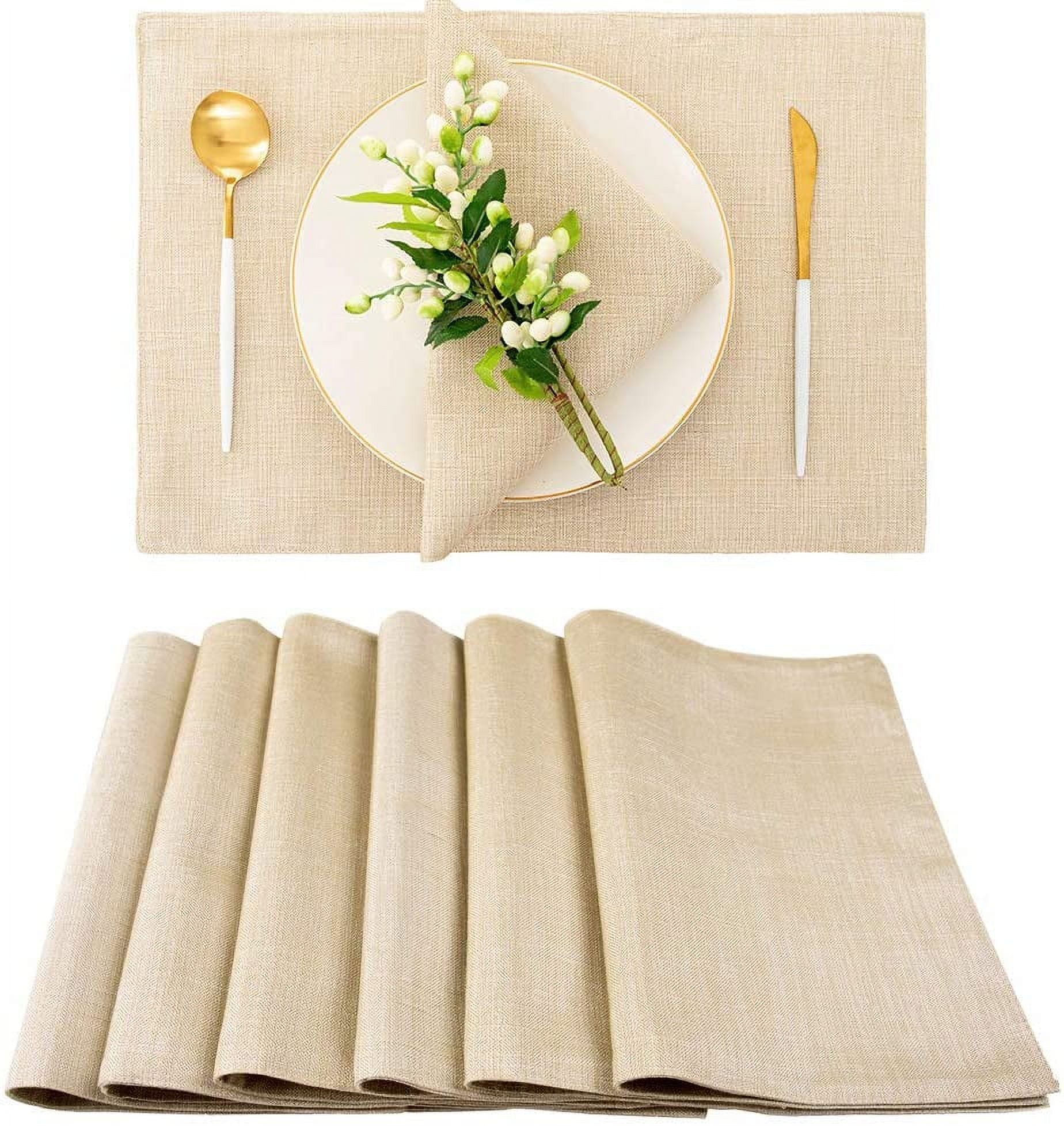 Dining Table Placemats for 6 - Durable Washable Fabric Kitchen Table ...