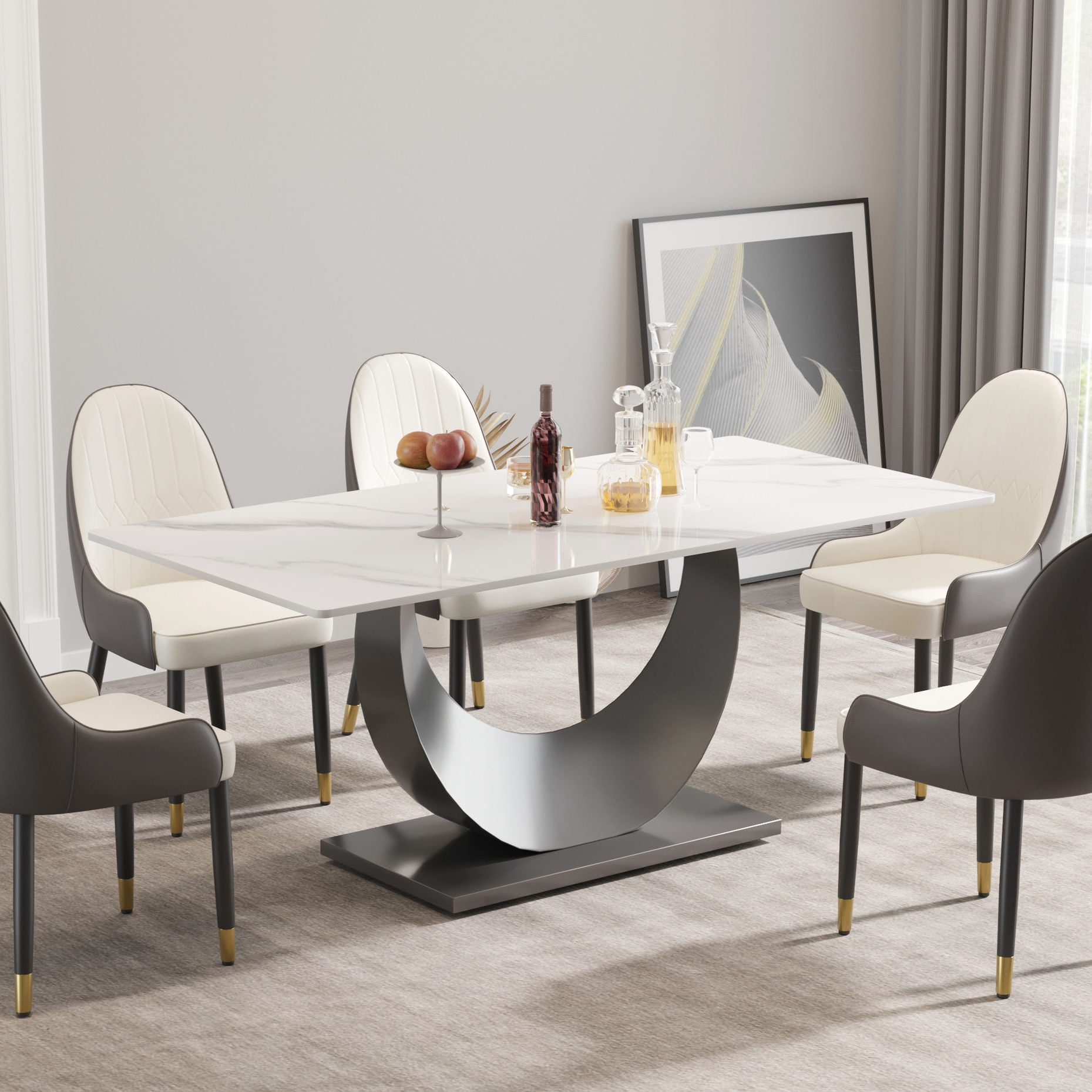 Dining Table | Provides Space for 6 - 8 Diners | Sintered Stone Top and ...