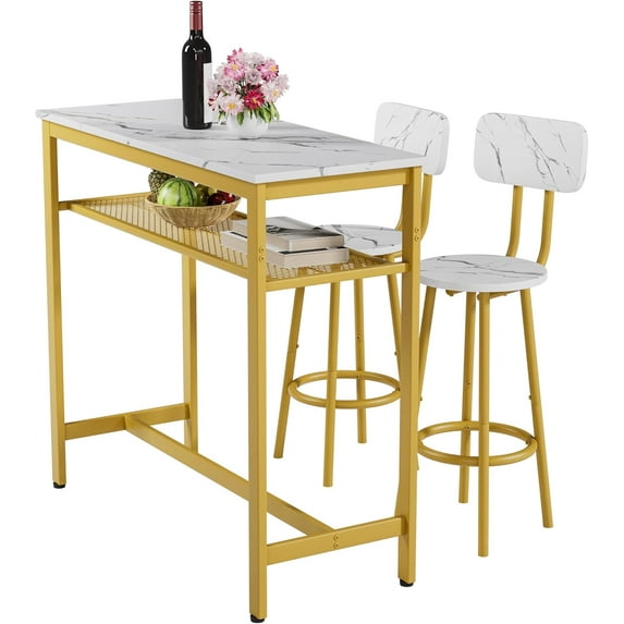 Dining Table Set for 2, Bar Table and Chairs for 2, 3 Piece Small Bar ...