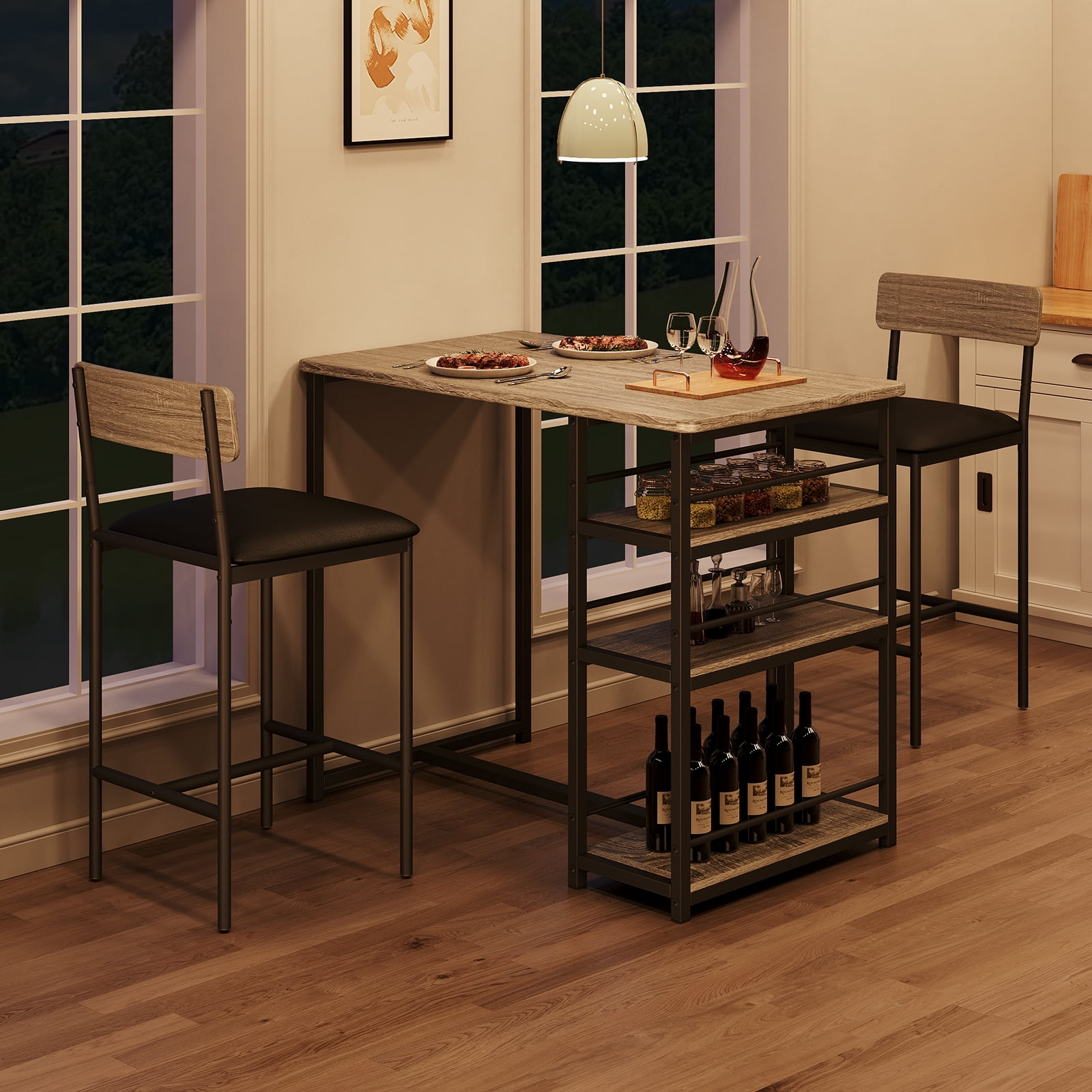 Dining Table Set for 2, Counter Height Small Kitchen Table and Chairs ...